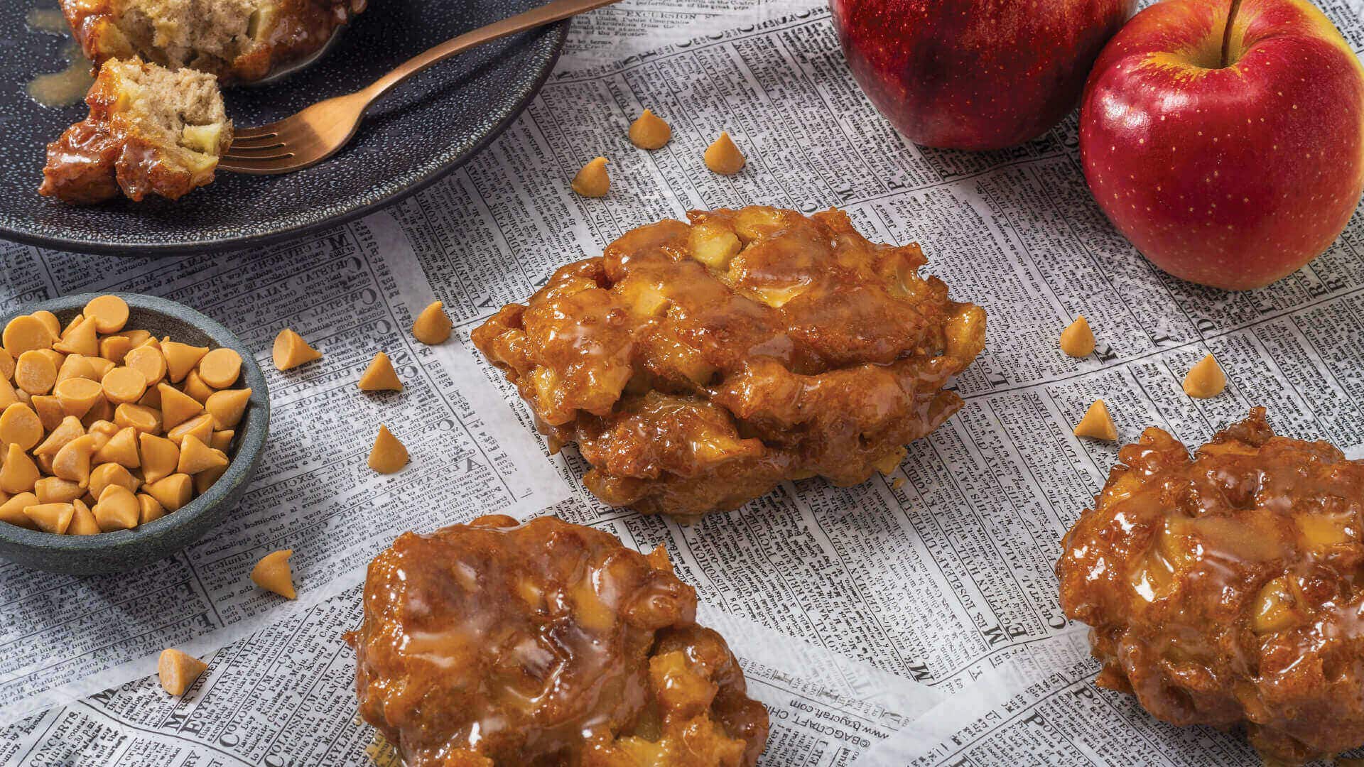 HERSHEY'S CHIPITS Butterscotch Chip Glazed Apple Fritters Recipe | Recipes