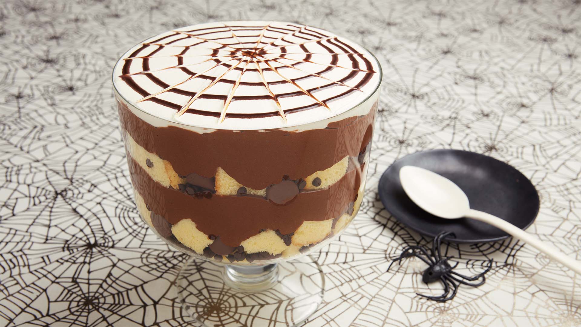 Halloween Spider Web Chocolate Trifle Recipe | Recipes